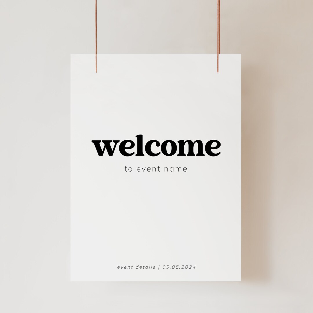 Simple Modern Welcome Sign Poster in Four Sizes, 8x10 Inches, 16x20 ...