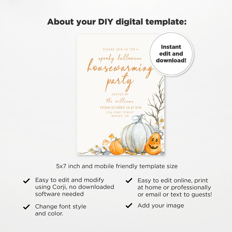 Spooky Halloween Theme Housewarming Party Invitation Template - Etsy