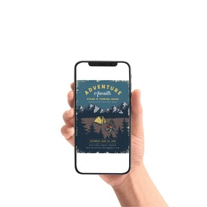 Adventure Awaits - Camping Theme Birthday Party Invitation Template ...