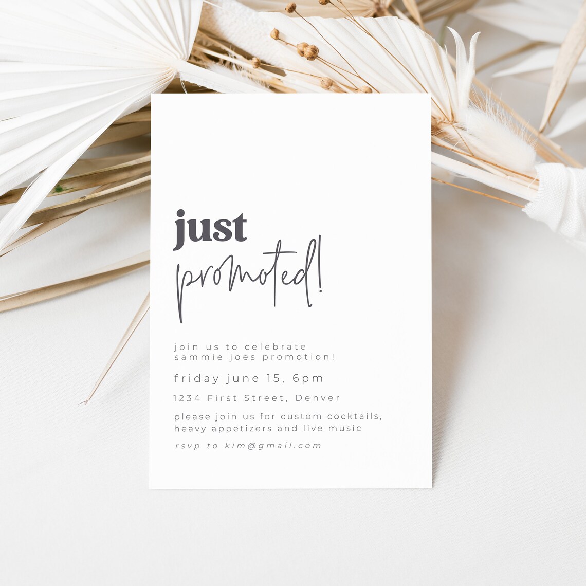 Promotion Party Invitation Template: Simple Black and White (instant ...