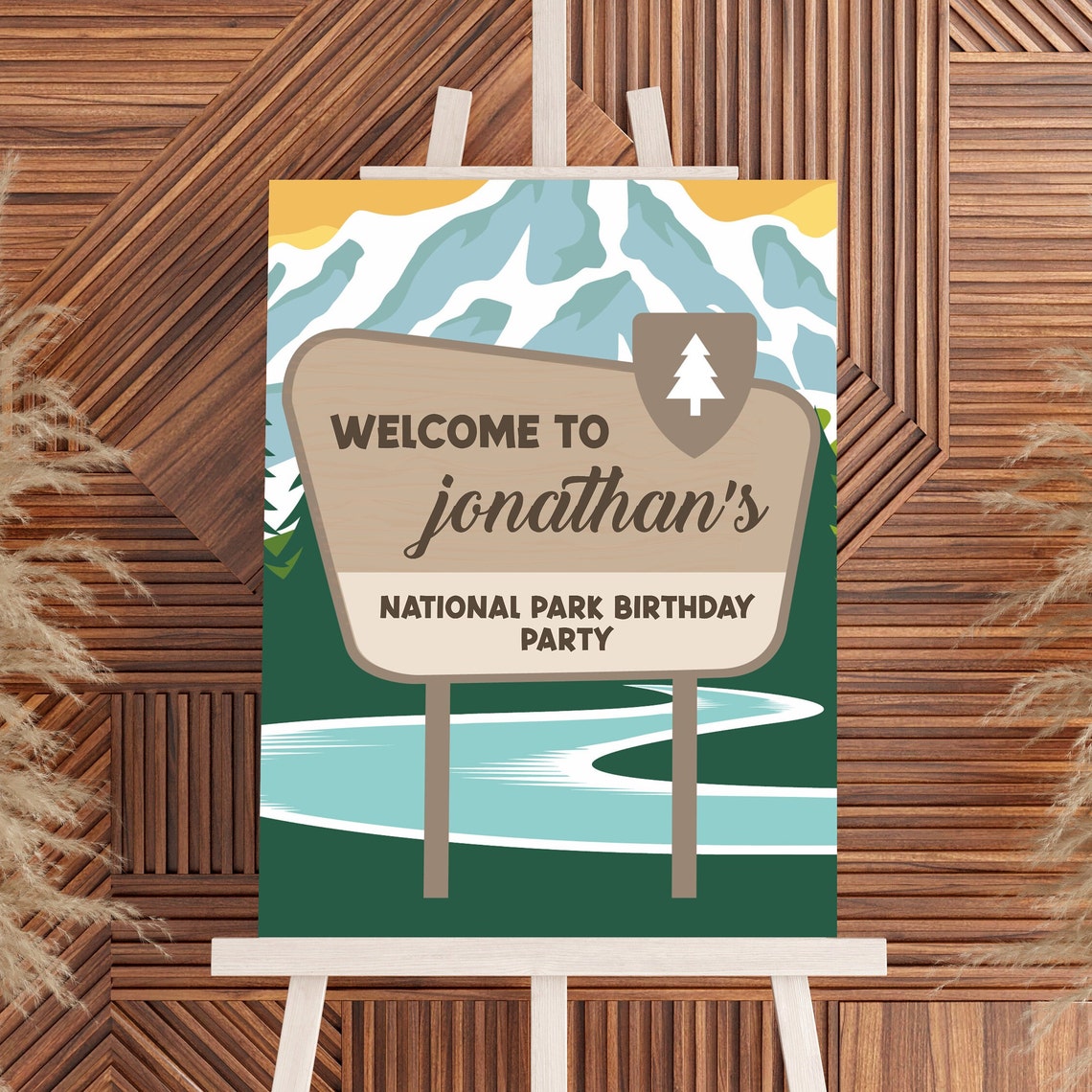 National Park Birthday Sign Template: Mountain River Theme (18x24 ...