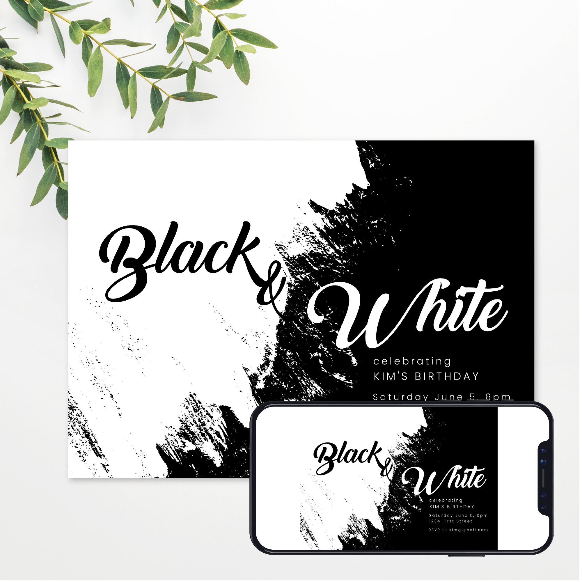 Black and White Party Invitation Template With Grunge - Etsy