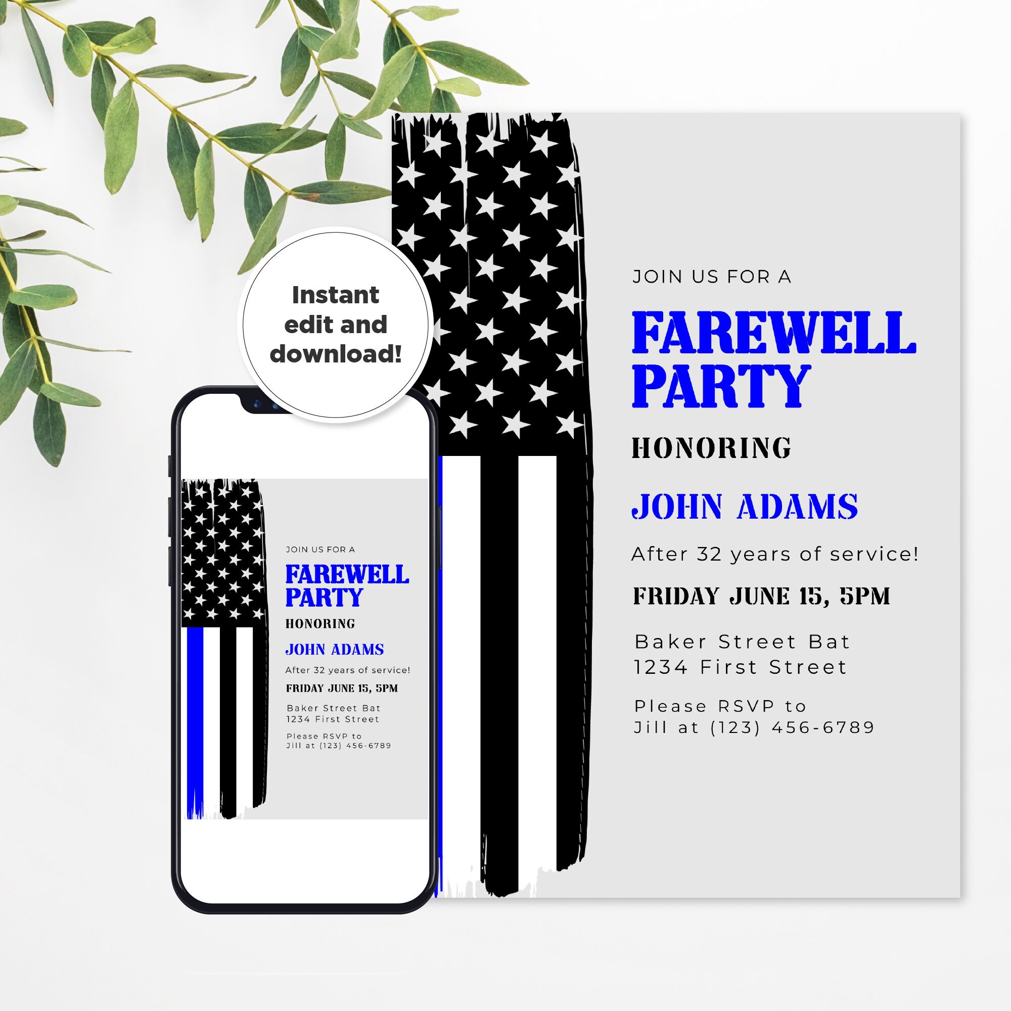 Police Themed Farewell Party Invitation Template With Police - Etsy