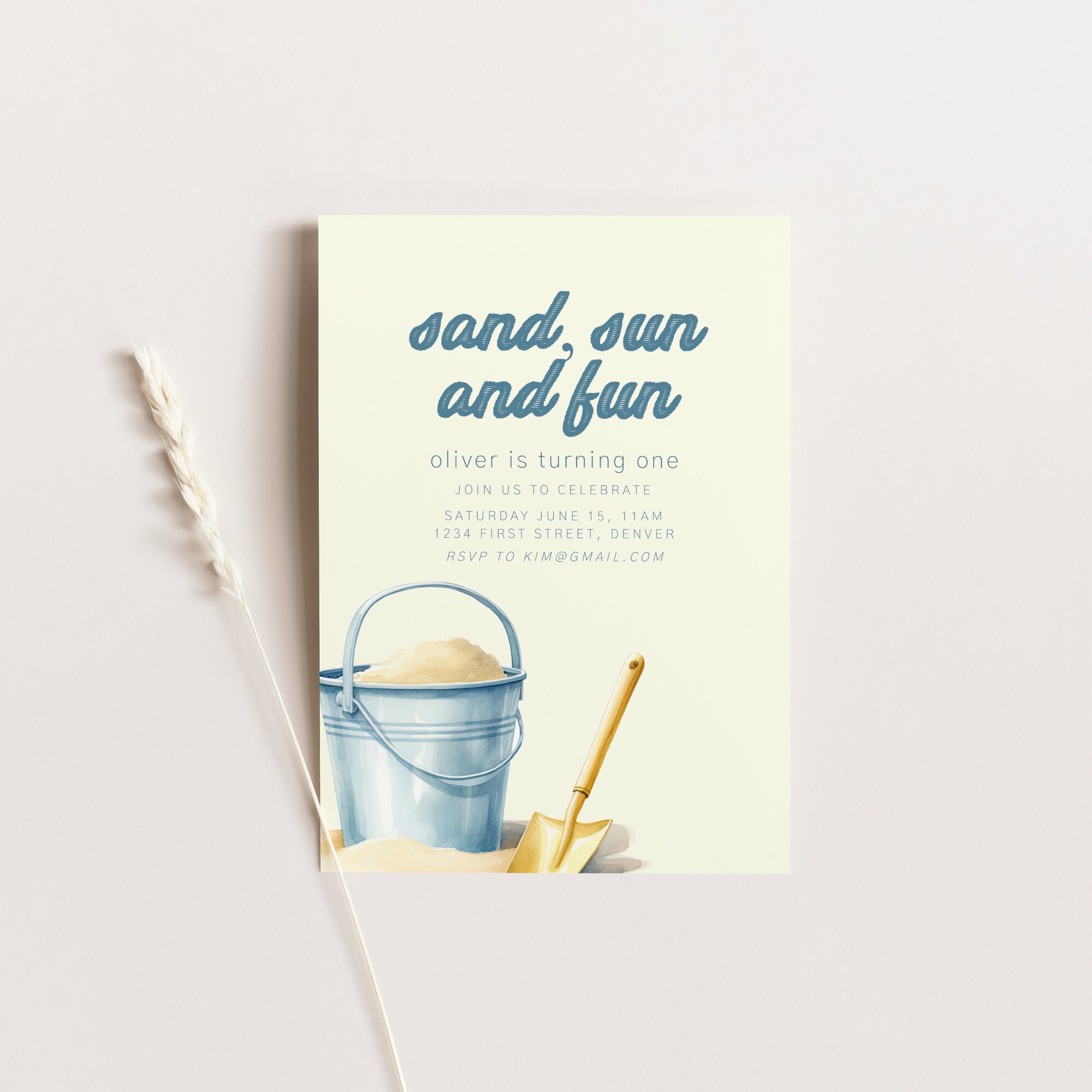 Sand, Sun and Fund Beach Ocean Themed Birthday Party Invite - Edit and ...