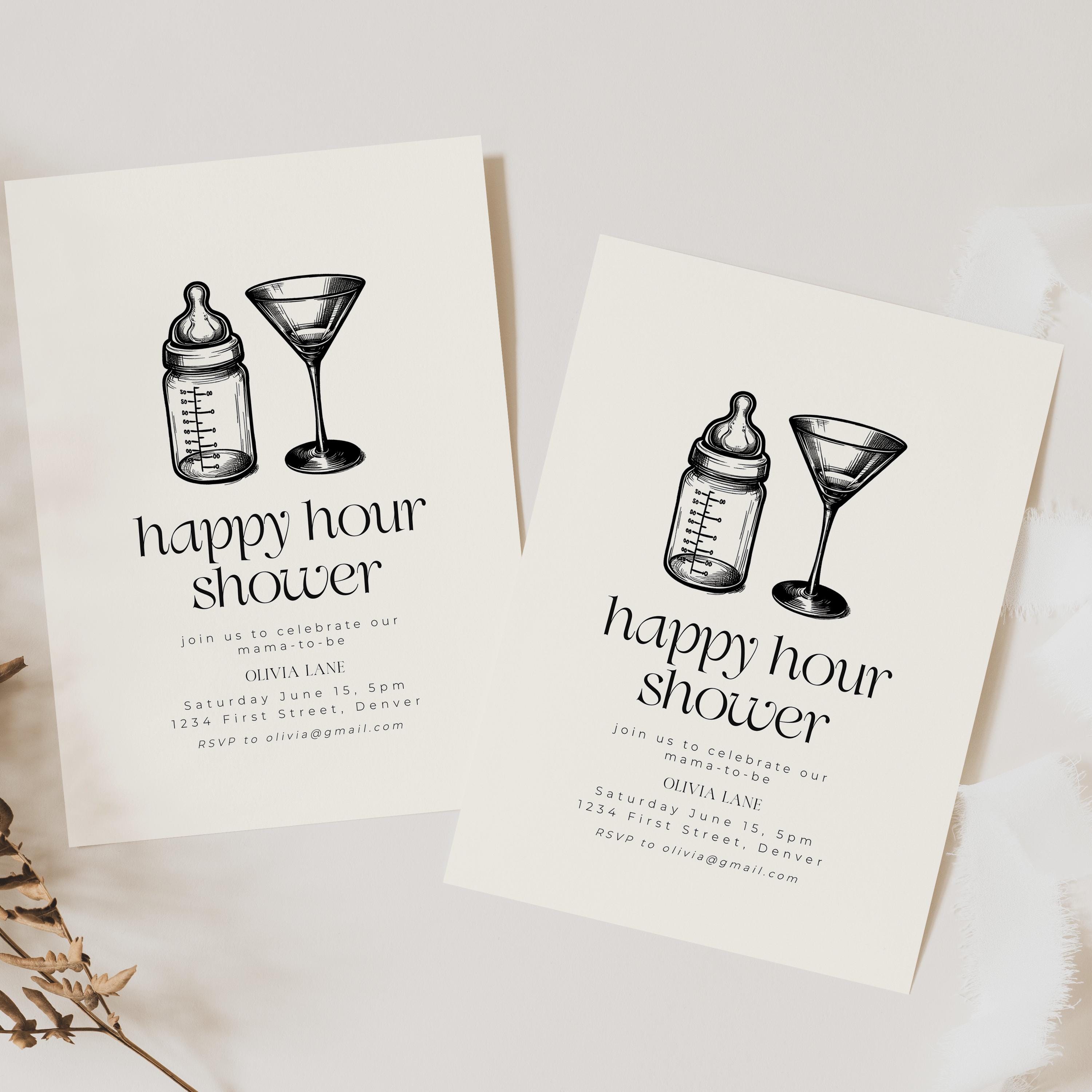 Happy Hour Baby Shower Invitation Template: Modern Cocktail Design ...