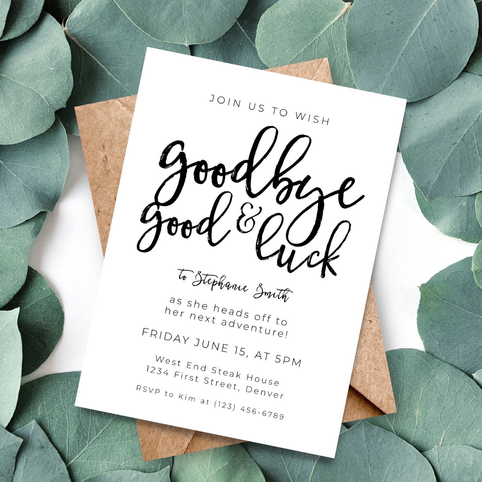 Farewell Party Invitation Template: Handwritten Font (digital Download ...