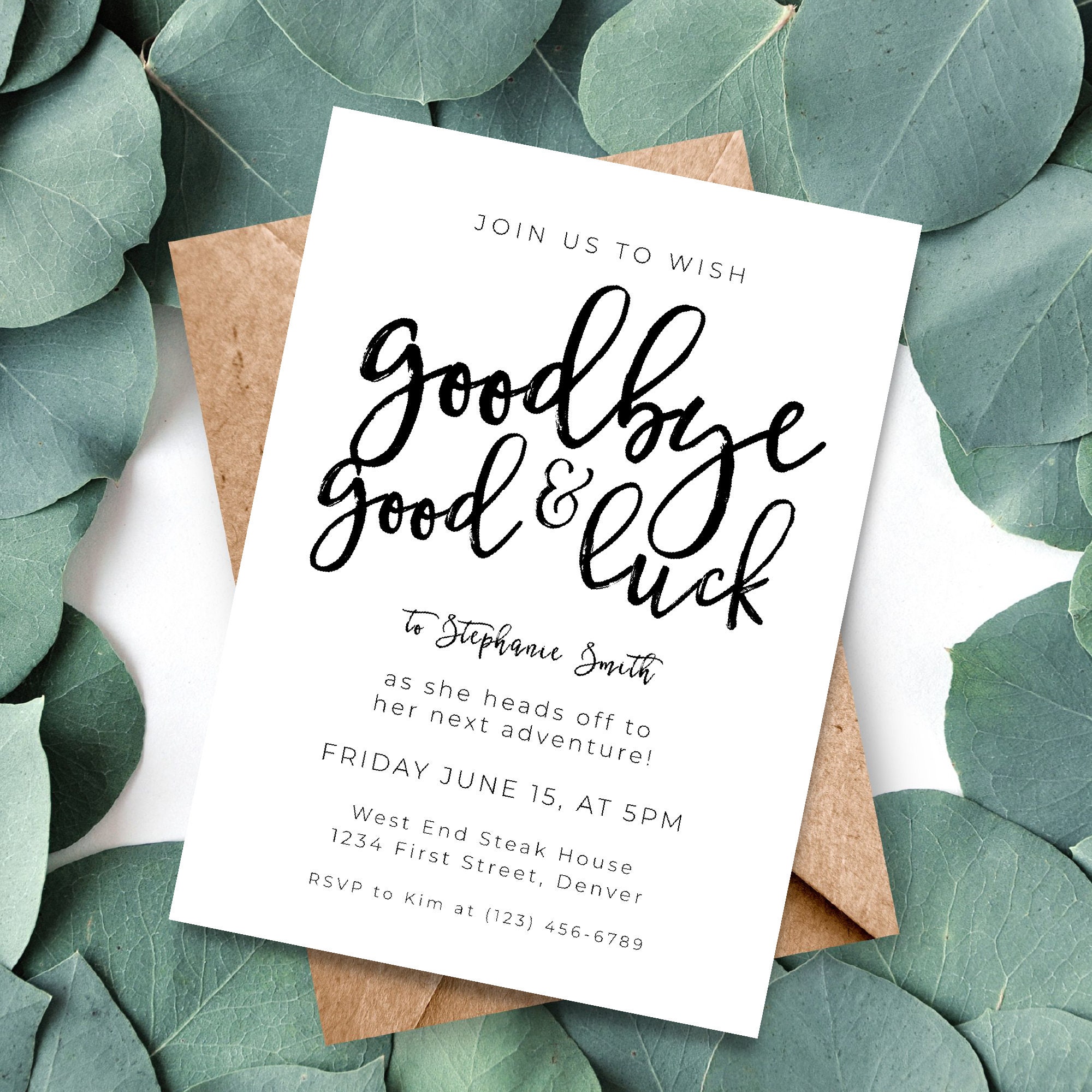 Farewell Party Invitation Template Goodbye and Good Luck With - Etsy