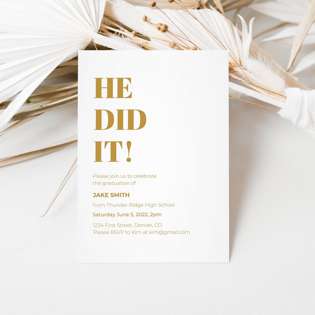 Modern Graduation Party Invitation Template 5x7 (digital Download) - Etsy