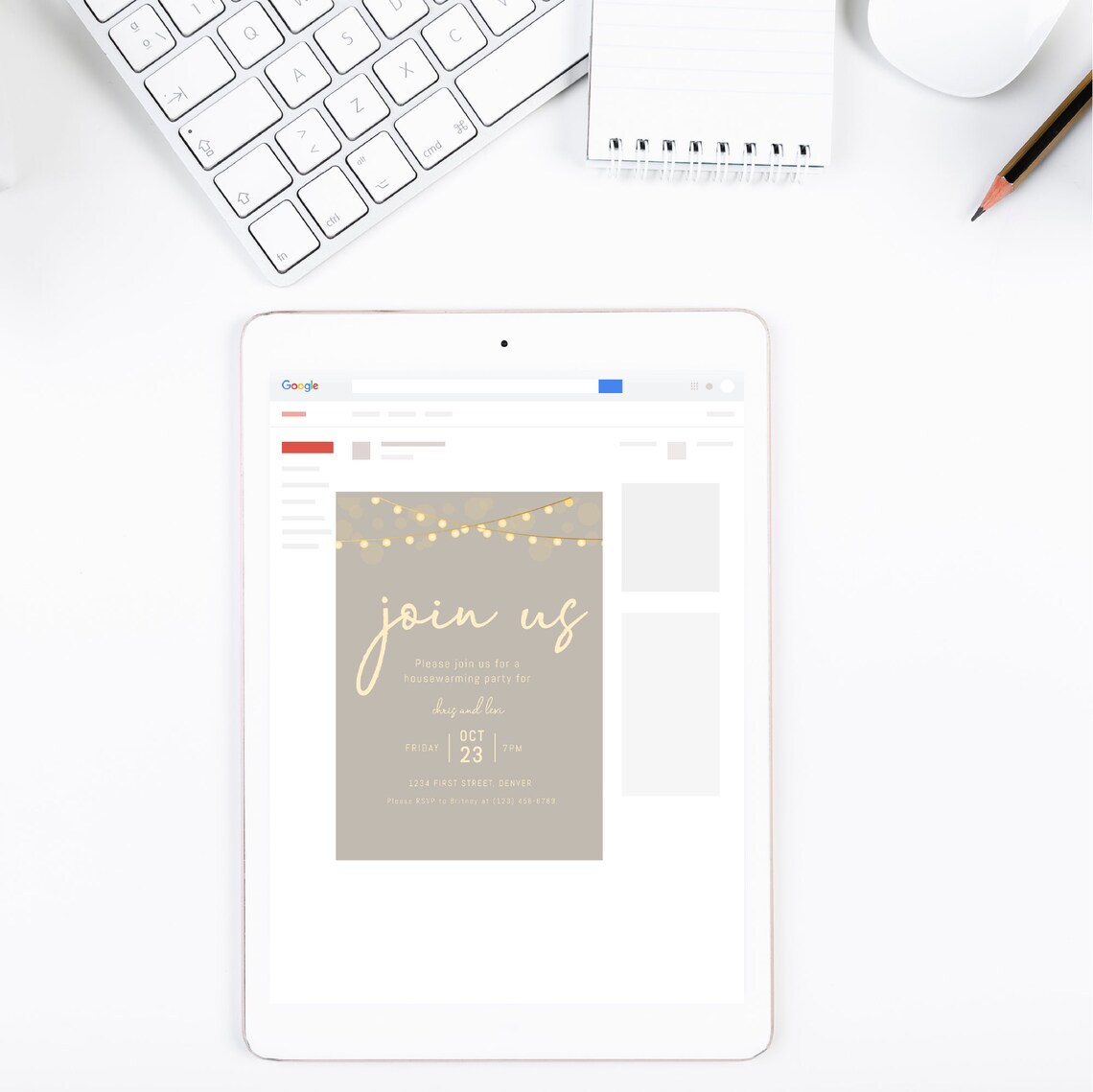 Join Us Party Invitation Template Beige Background With - Etsy