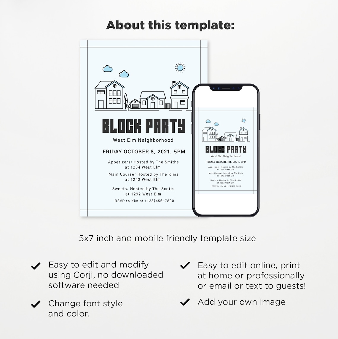 Editable and Customizable Block Party/neighborhood Party Invitation ...