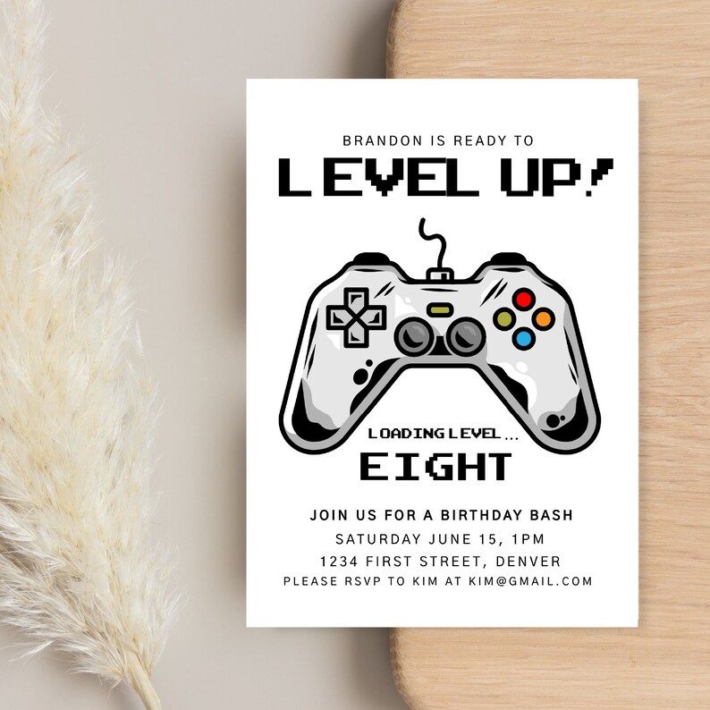 Level up Arcade/gaming Theme Birthday Party Invitation - Etsy