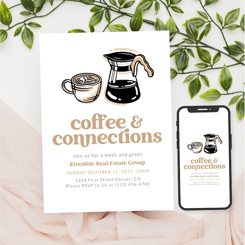 Coffee and Connection Brunch, Meeting, Meet and Green Invitation ...