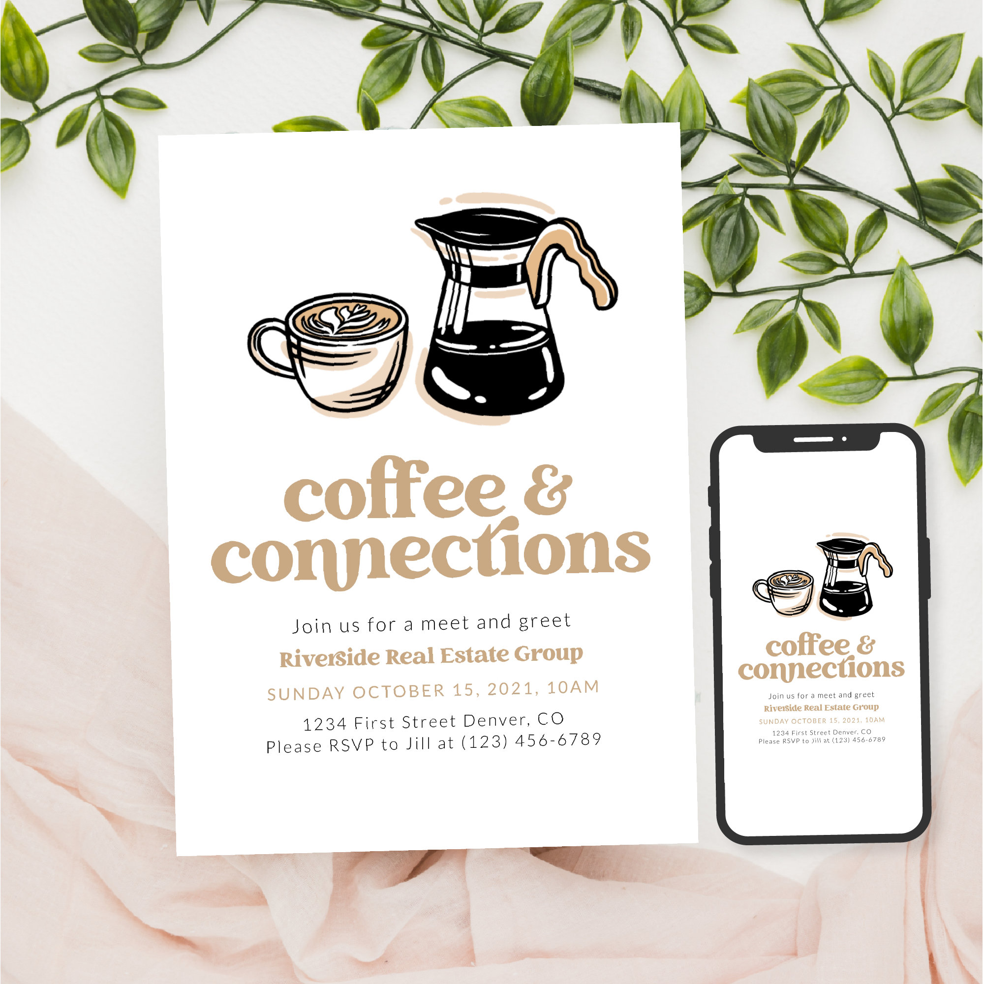 Coffee and Connection Brunch, Meeting, Meet and Green Invitation ...