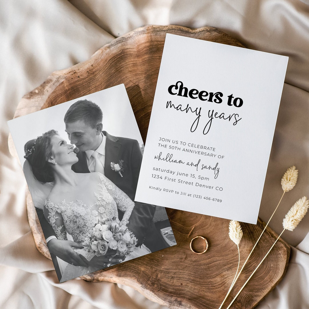 Modern Anniversary Invitation Template: Cheers to Many Years, 5x7 ...