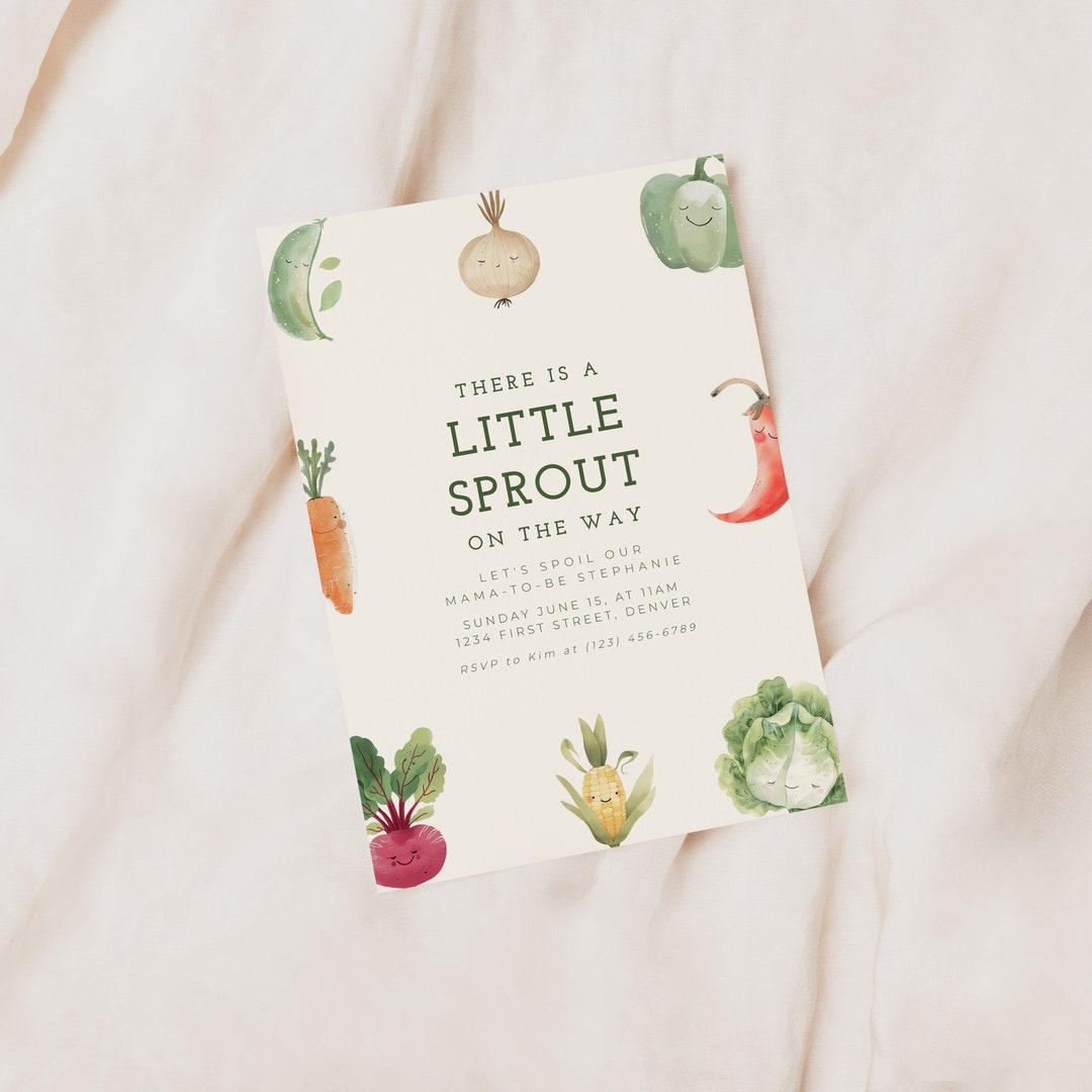 A Little Sprout is on the Way Baby Shower Invitation Template - Instant ...