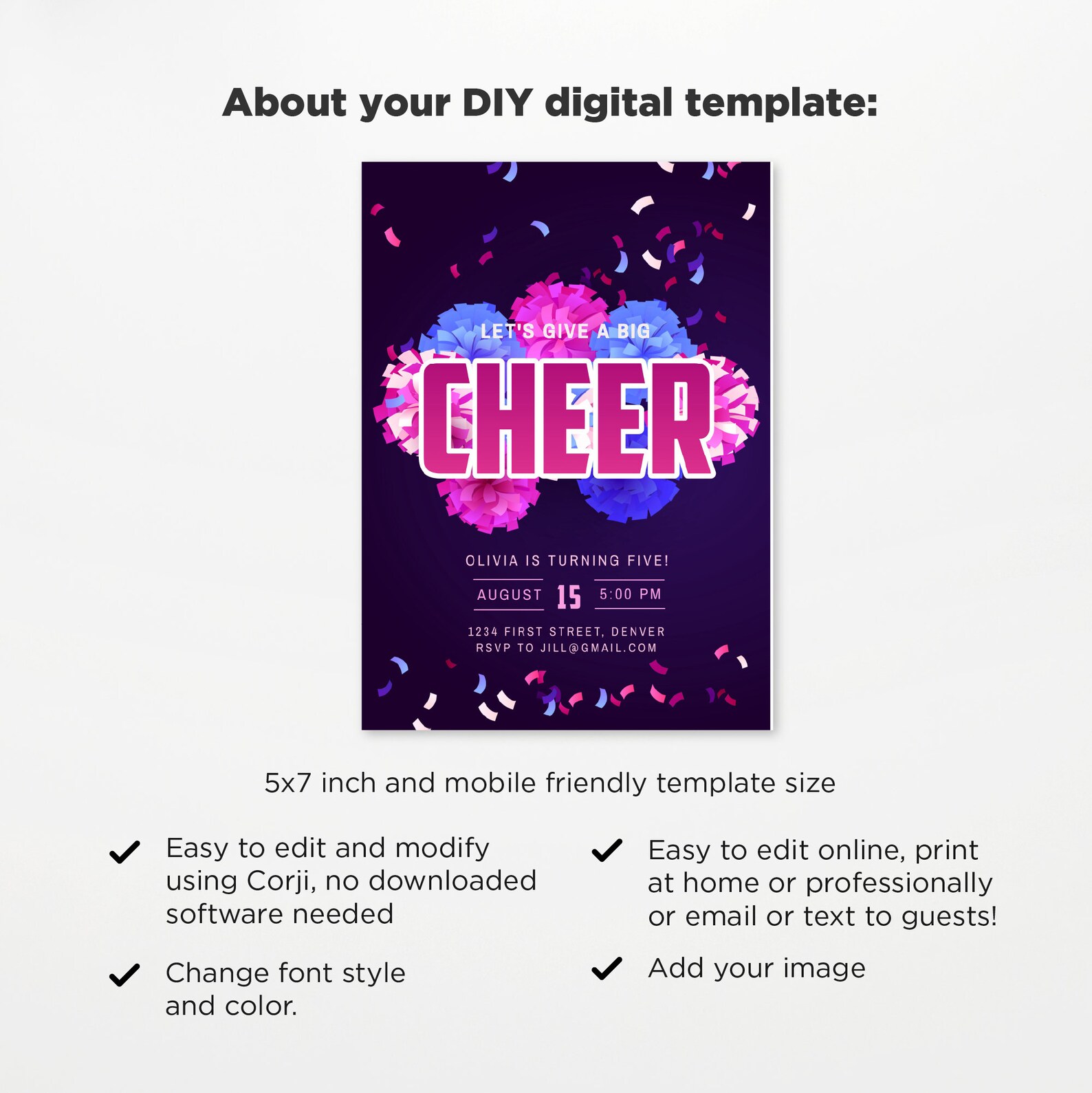 Cheerleading Party Invitation Cheerleading Party Theme - Etsy