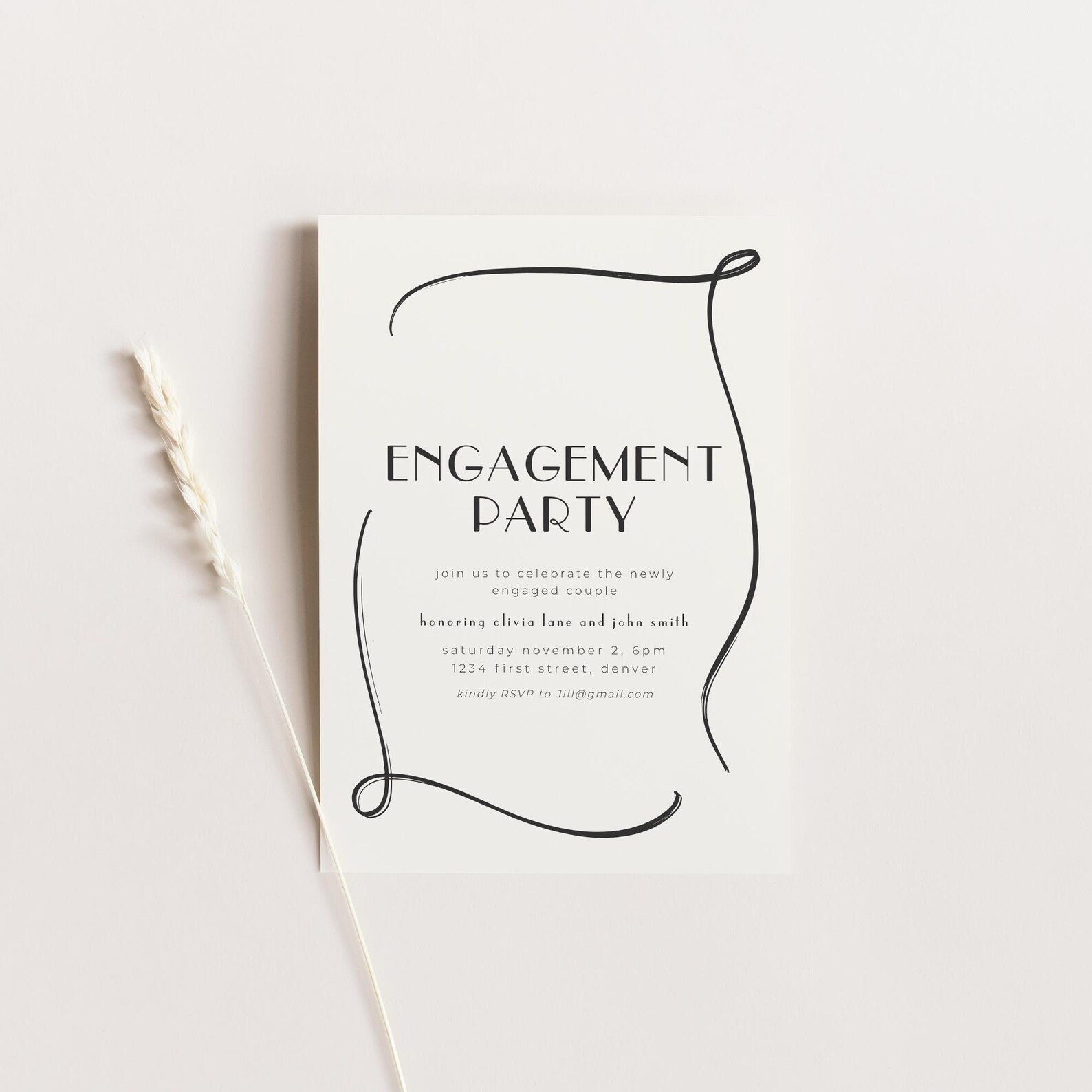 Whimsical Illustrations Engagement Party Invitation Template - Instant ...