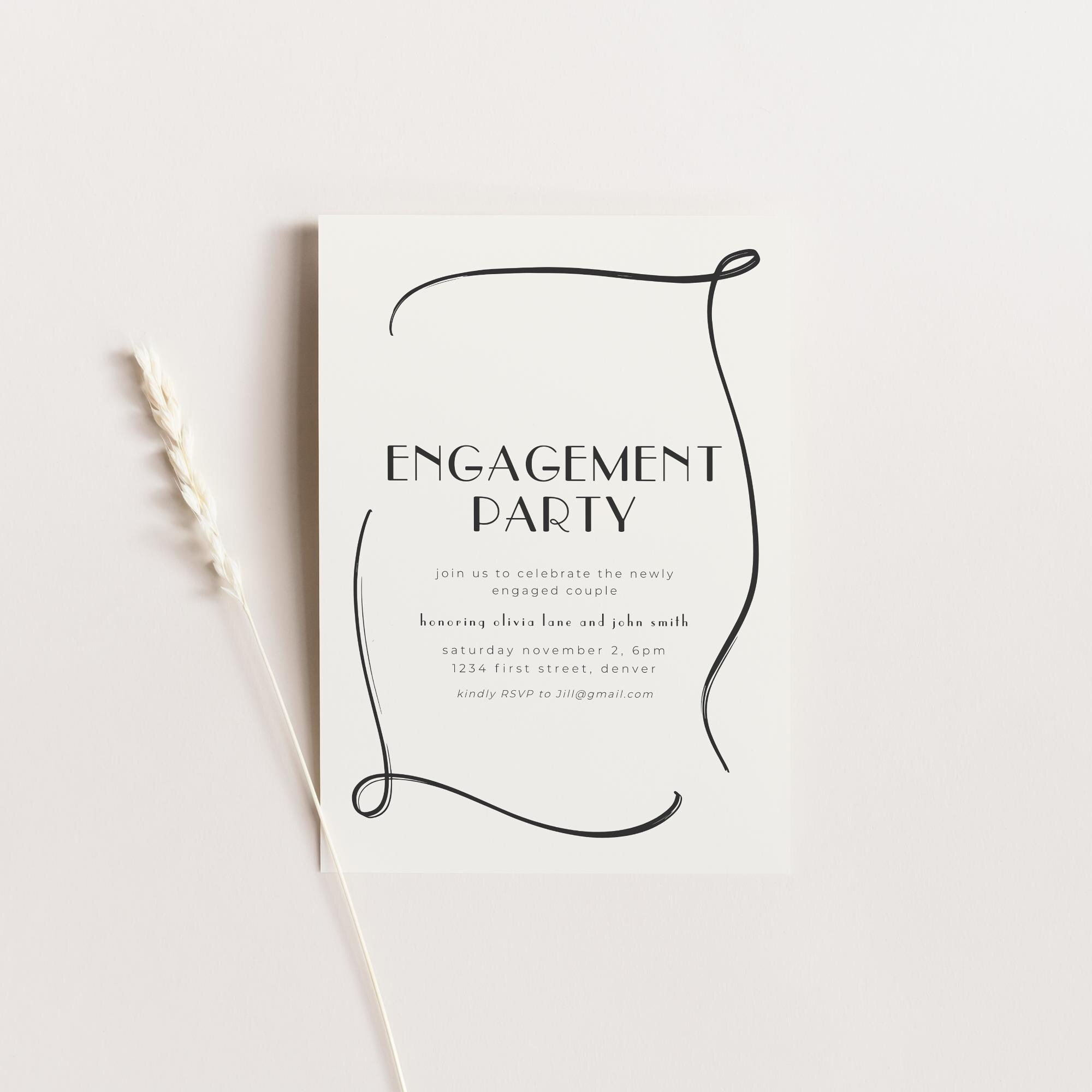 Whimsical Illustrations Engagement Party Invitation Template - Instant ...
