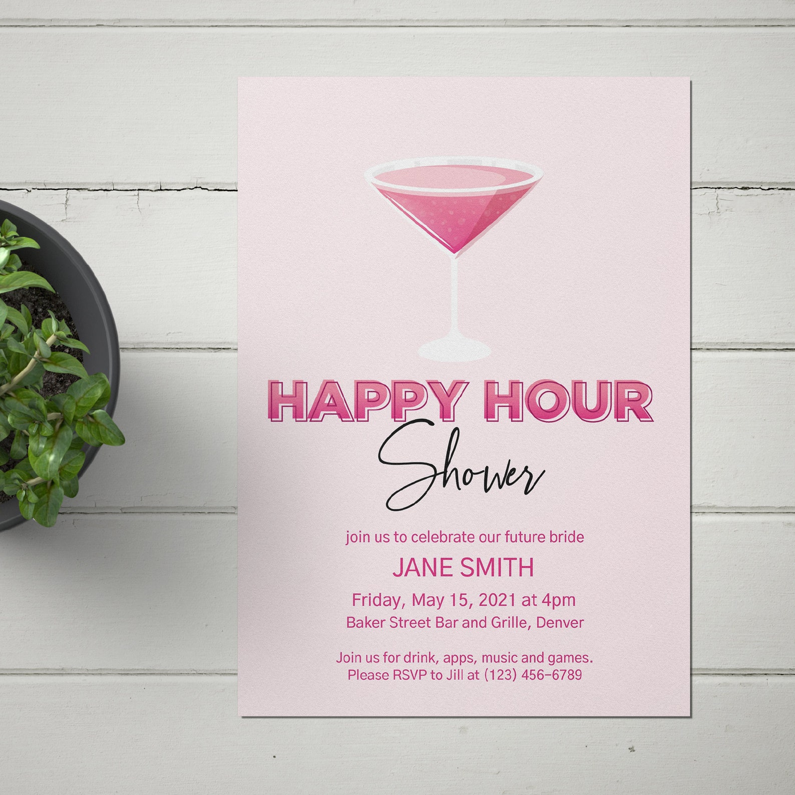 Happy Hour Bridal Shower Invitation Template (editable) - Etsy