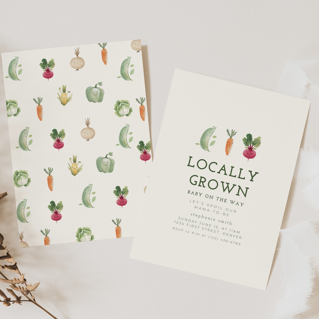 Locally Grown Farmers Market Baby Shower Invitation Template - Instant ...