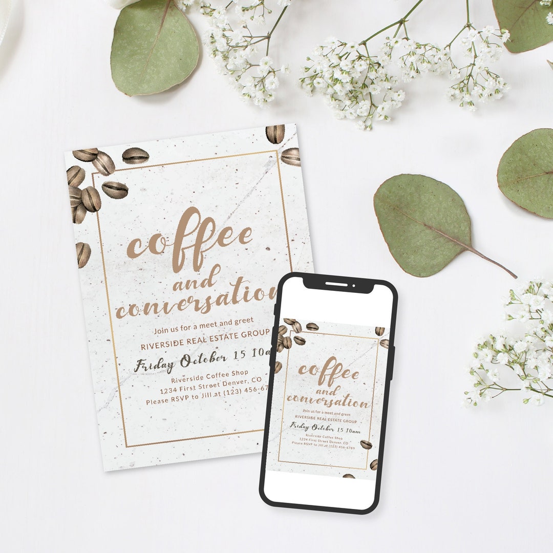 Coffee and Conversation Brunch, Meeting, Meet and Green Invitation ...