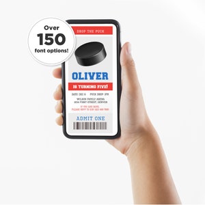 Drop the Puck - Ice Hockey Ticket Birthday Party Invitation Template ...