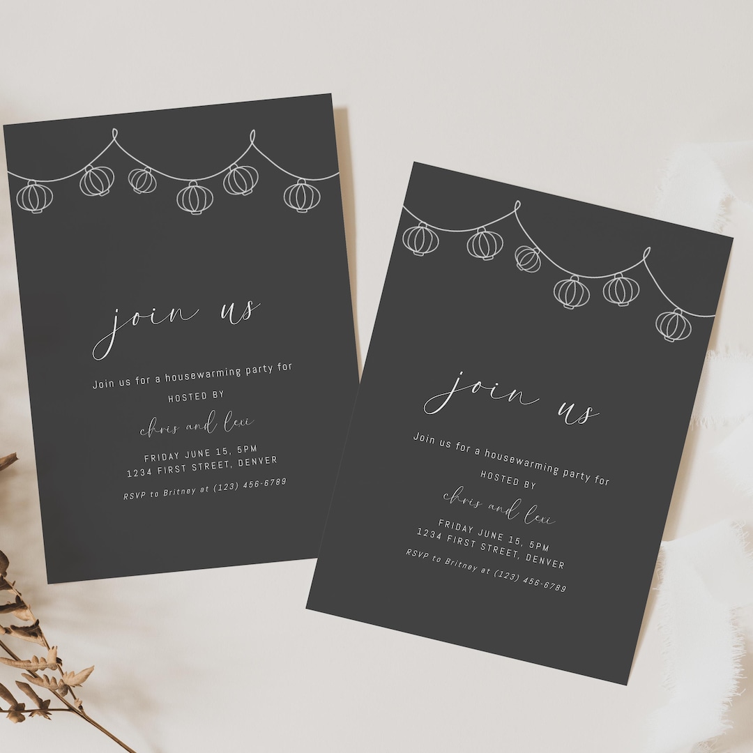 Black Lights Invitation Template: Engagement, Housewarming (digital ...