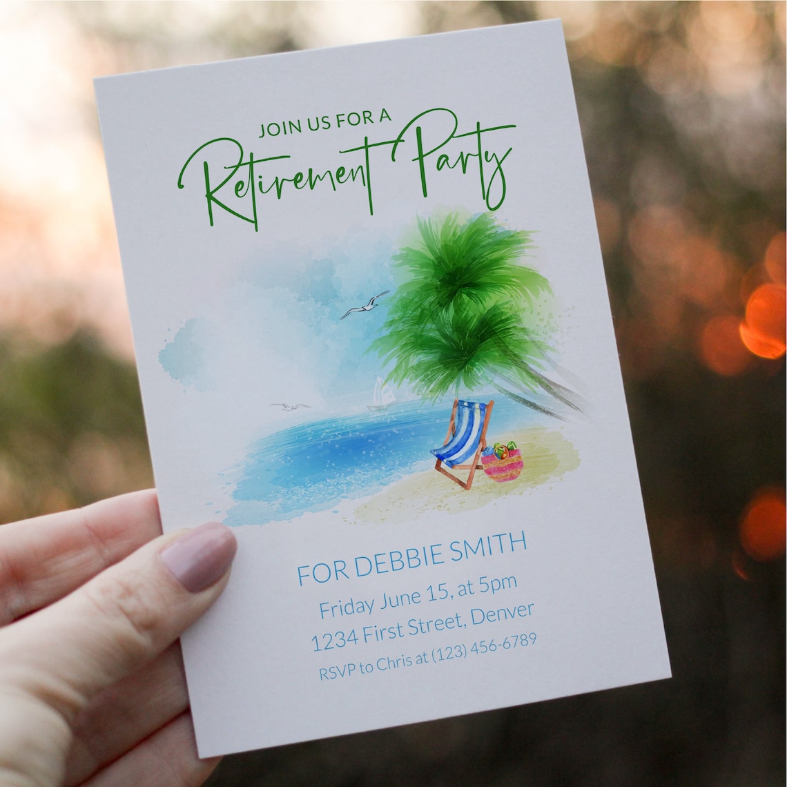 Beach Theme Retirement Party Invitation Template Editable - Etsy