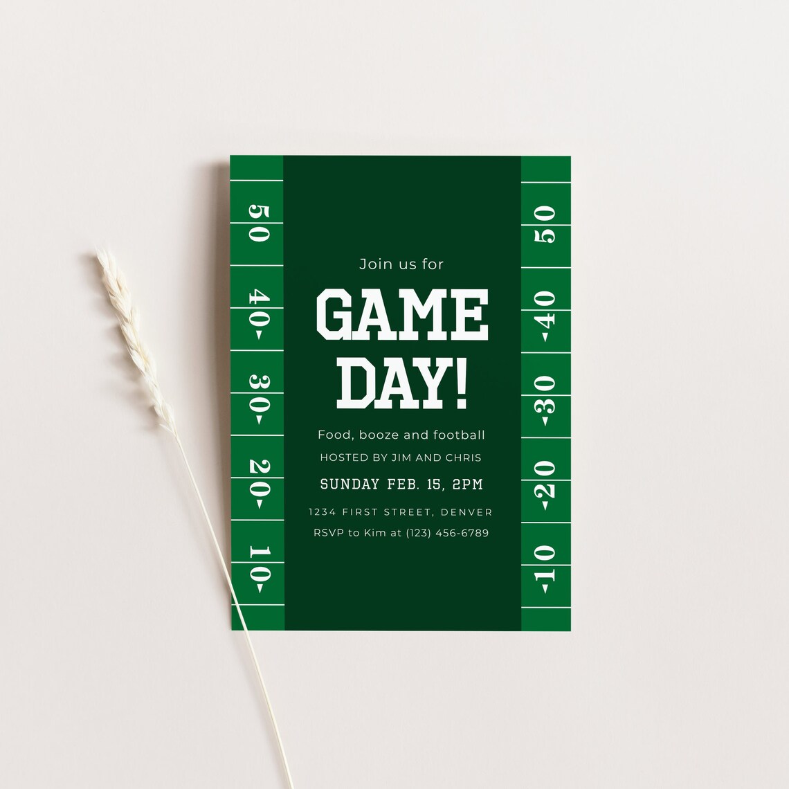 Join Us for a Game Day - Football Theme Party Invitation - Instant Edit ...