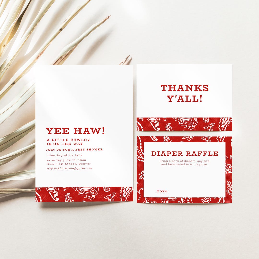 Yee Haw Little Cowboy is on the Way Western Baby Shower Invitation ...