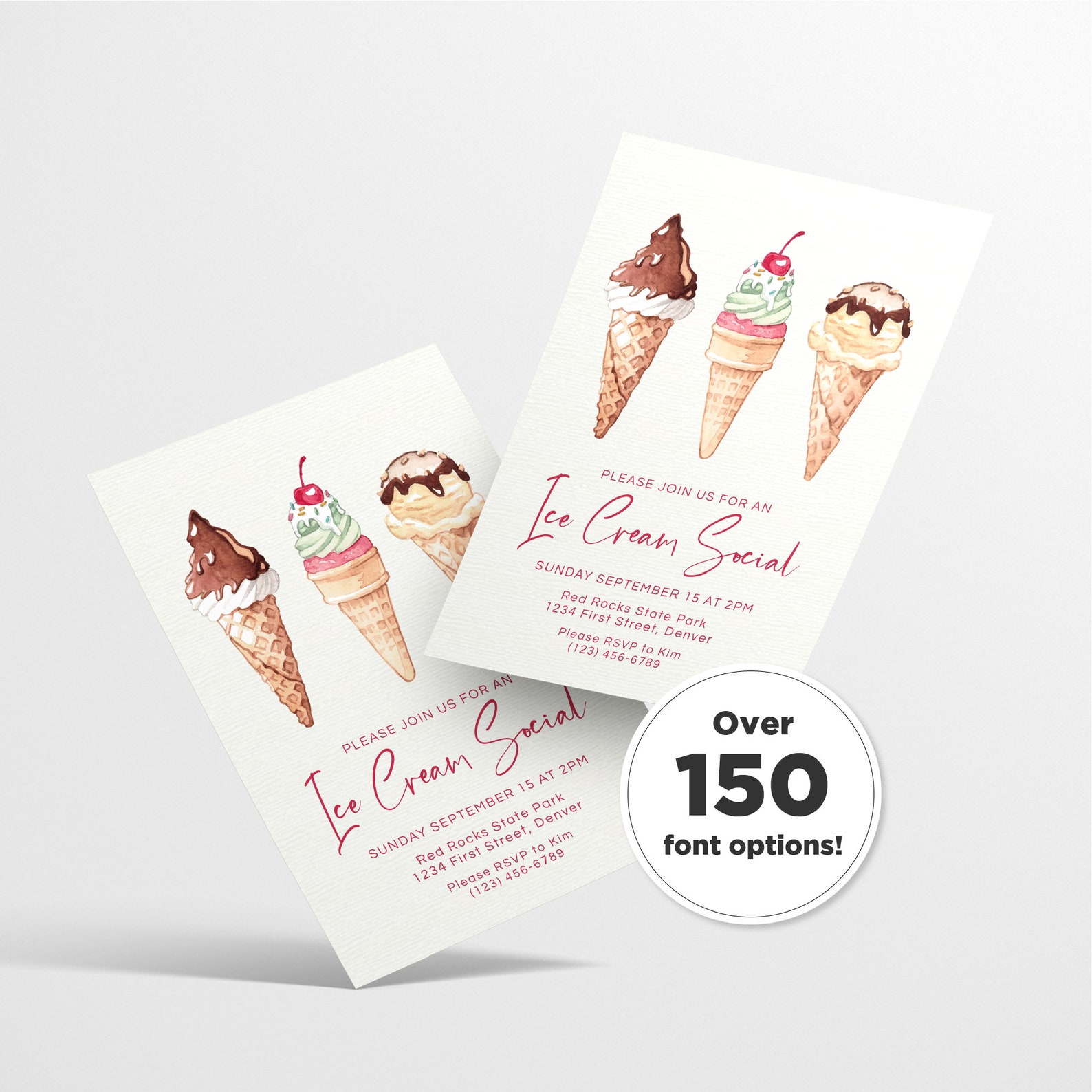 Ice Cream Social Community Party/birthday Party Invitation - Etsy
