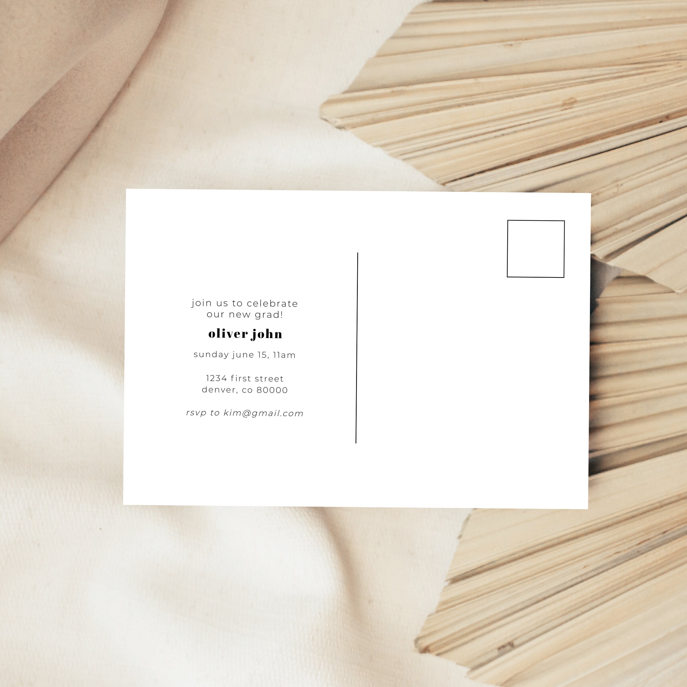 Modern Graduation Invitation Post Card With Photo - Instant Edit and ...