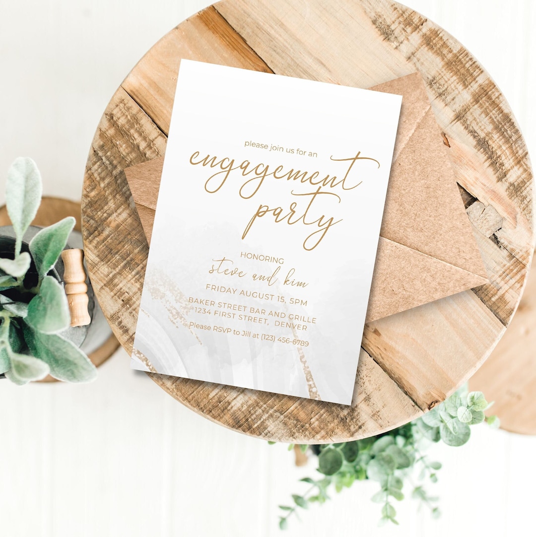 Elegant Marble Engagement Party Invitation Template (digital Download ...