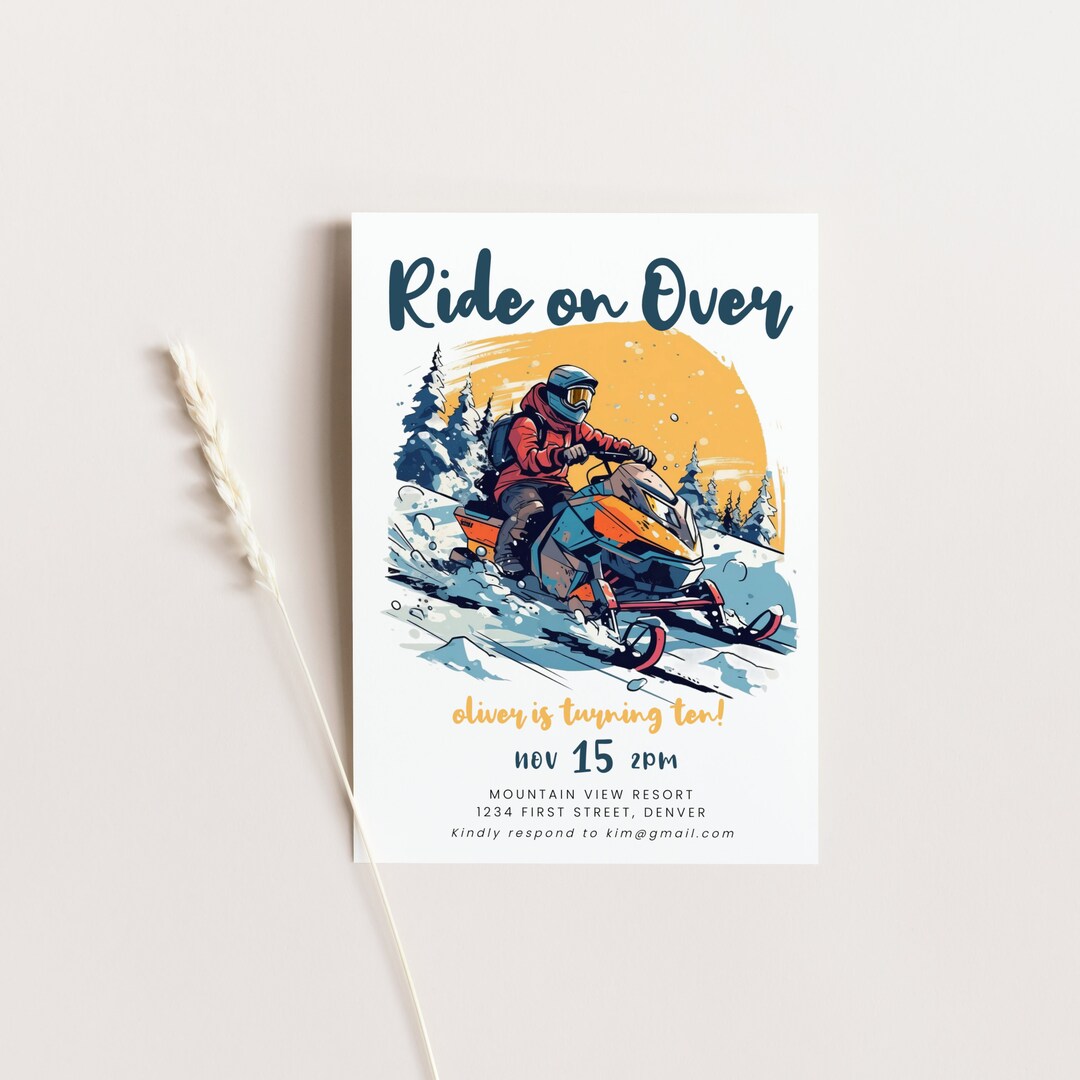 Snowmobile Birthday Party Invitation Template (digital Download) - Etsy