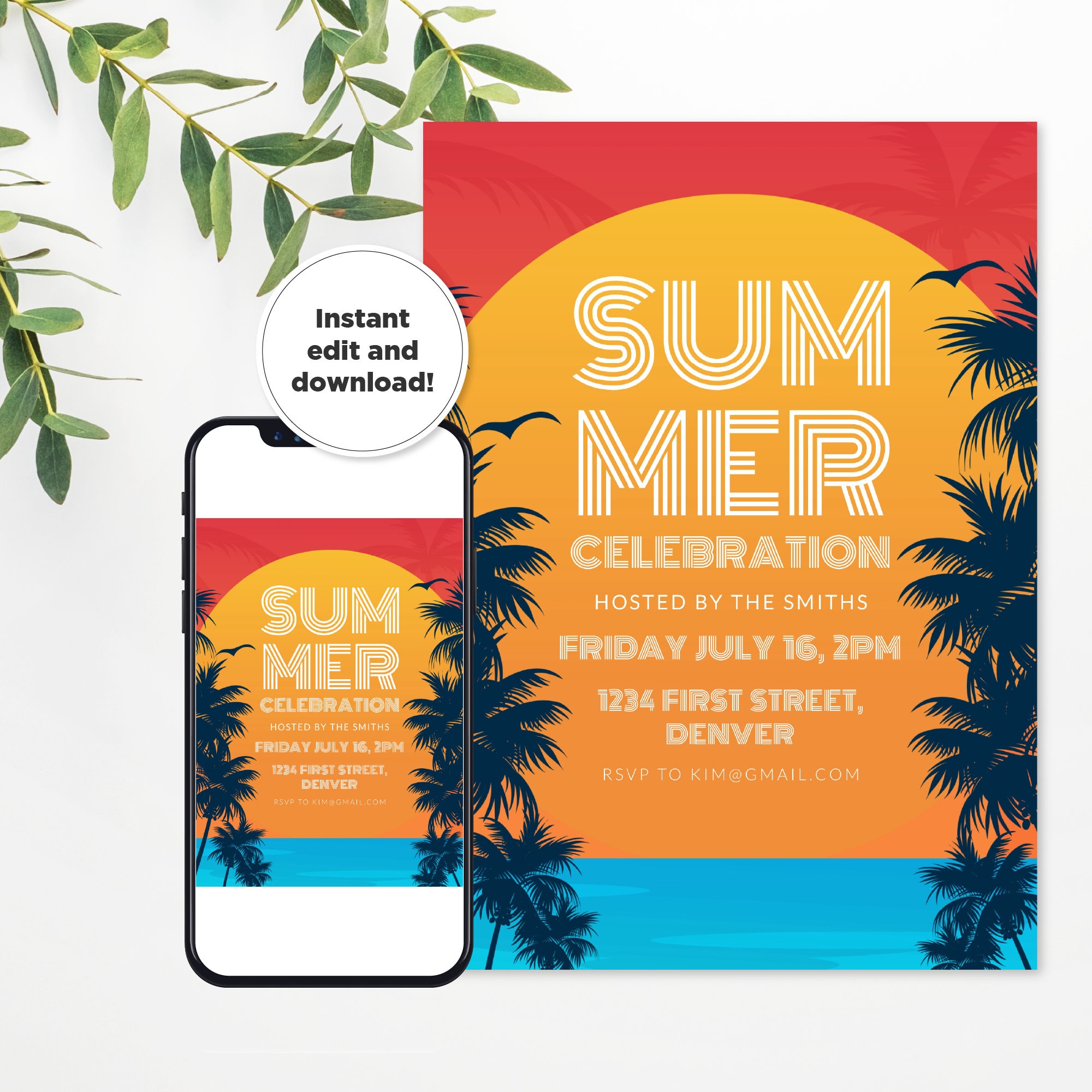 Summer Sunset Party Invitation Housewarming/summer Party - Etsy