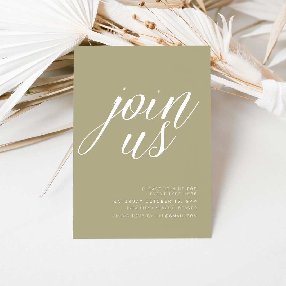 Join Us Party Invitation Template Sage Green - All Occasions ...
