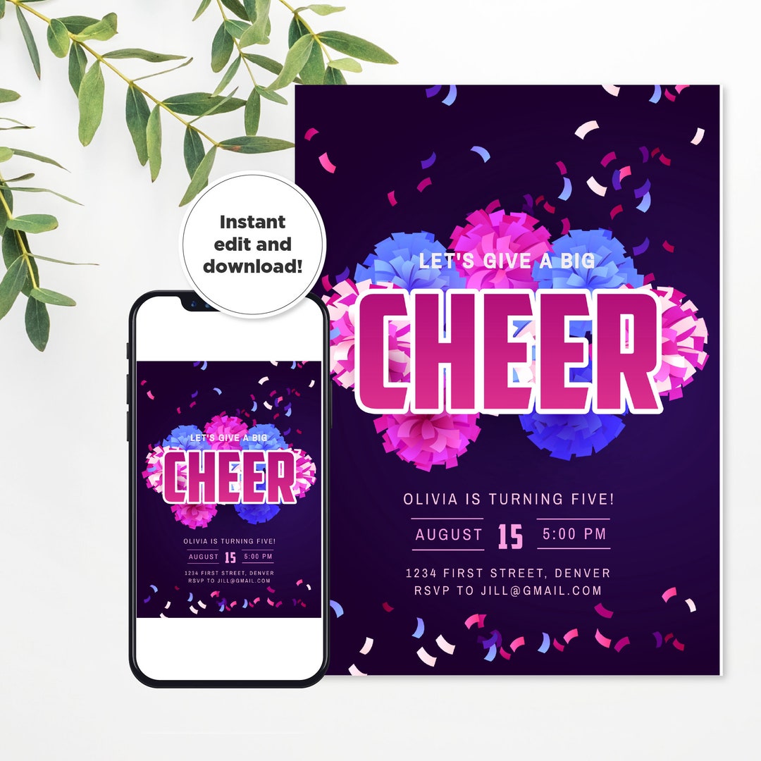 Cheerleading Party Invitation Cheerleading Party Theme - Etsy