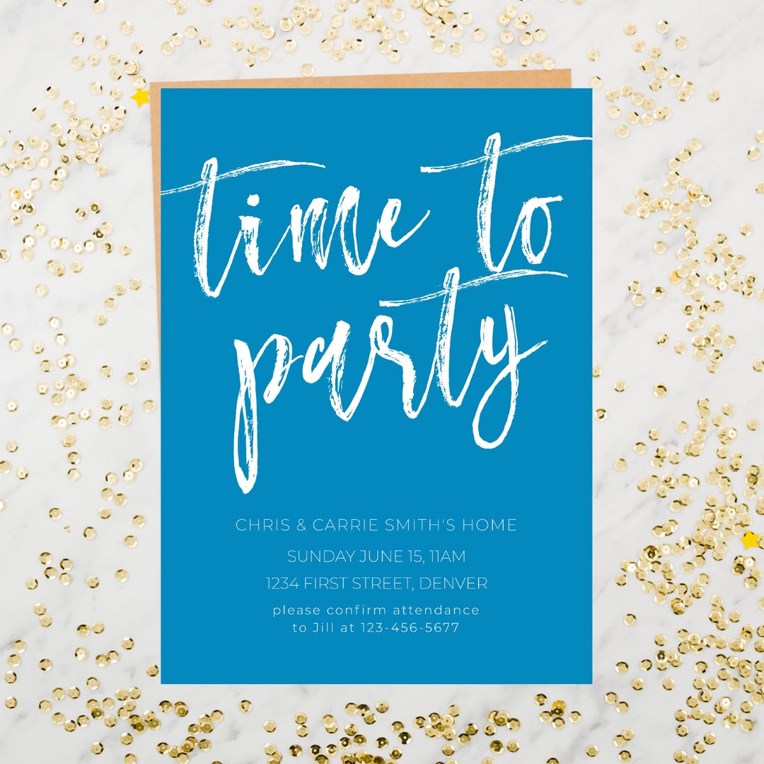 Time to Party Invitation Template - Any Color Background - Engagement ...