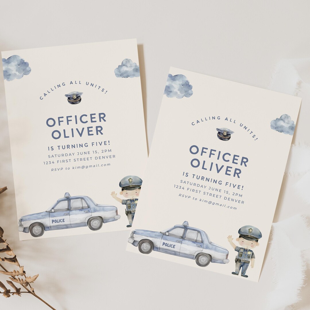 Calling All Units - Police Theme Birthday Party Invitation Template ...