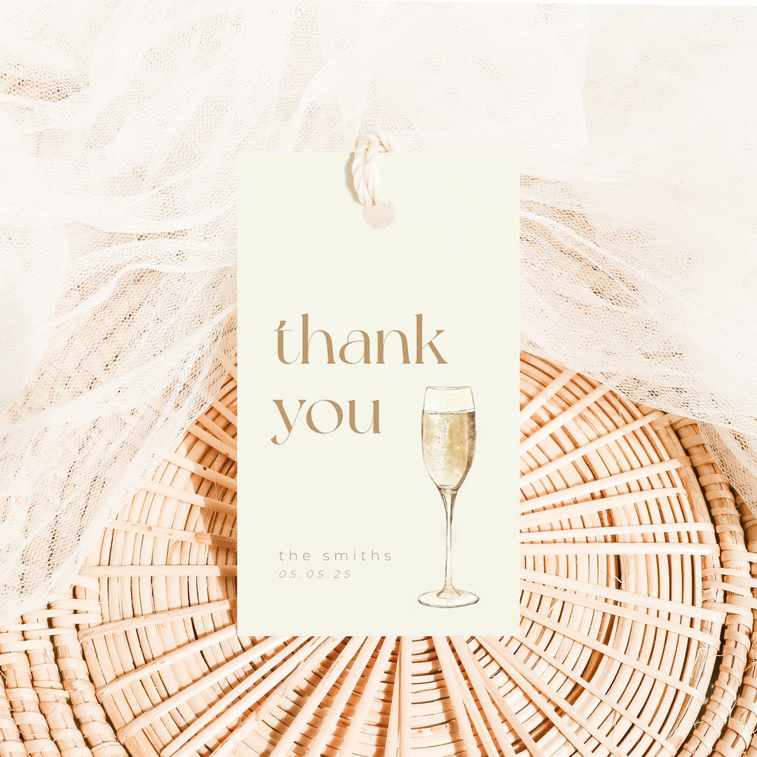 Thank You Gift Thank, Gift Bag Thank You Tag Template With Champ Glass ...