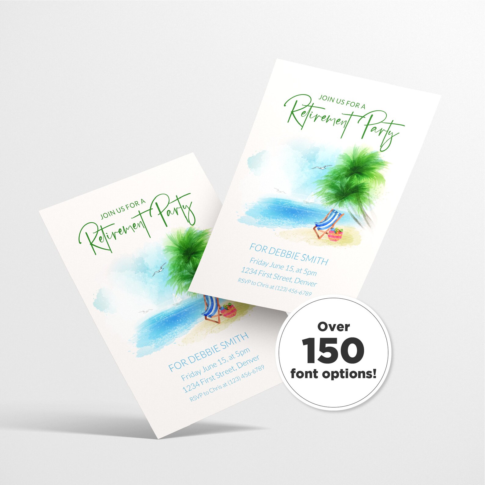 Beach Theme Retirement Party Invitation Template Editable - Etsy