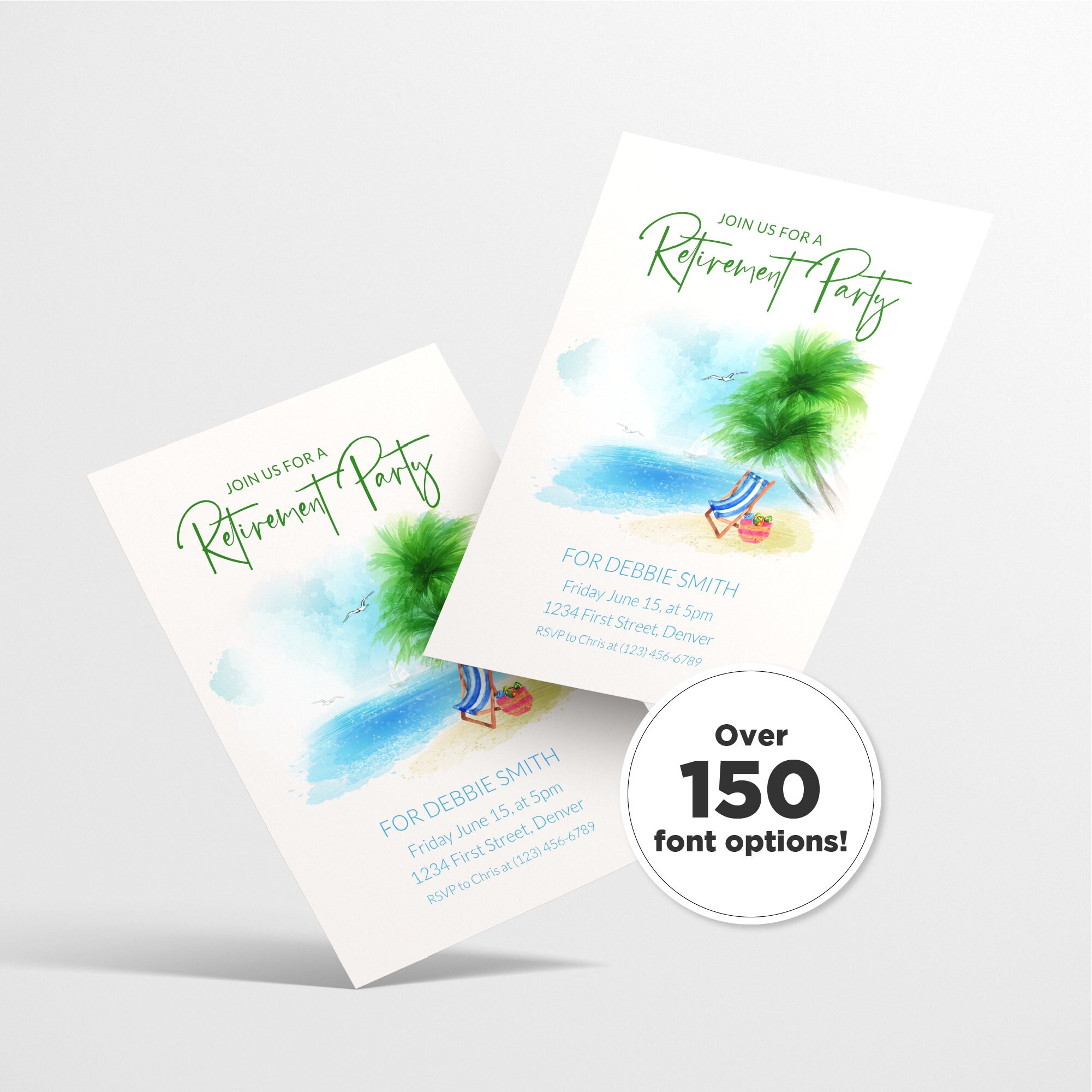 Beach Theme Retirement Party Invitation Template Editable - Etsy