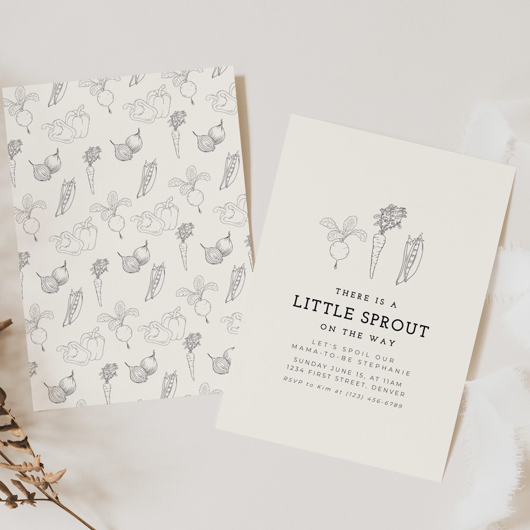 Simple Outline A Little Sprout is on the Way Baby Shower Invitation ...