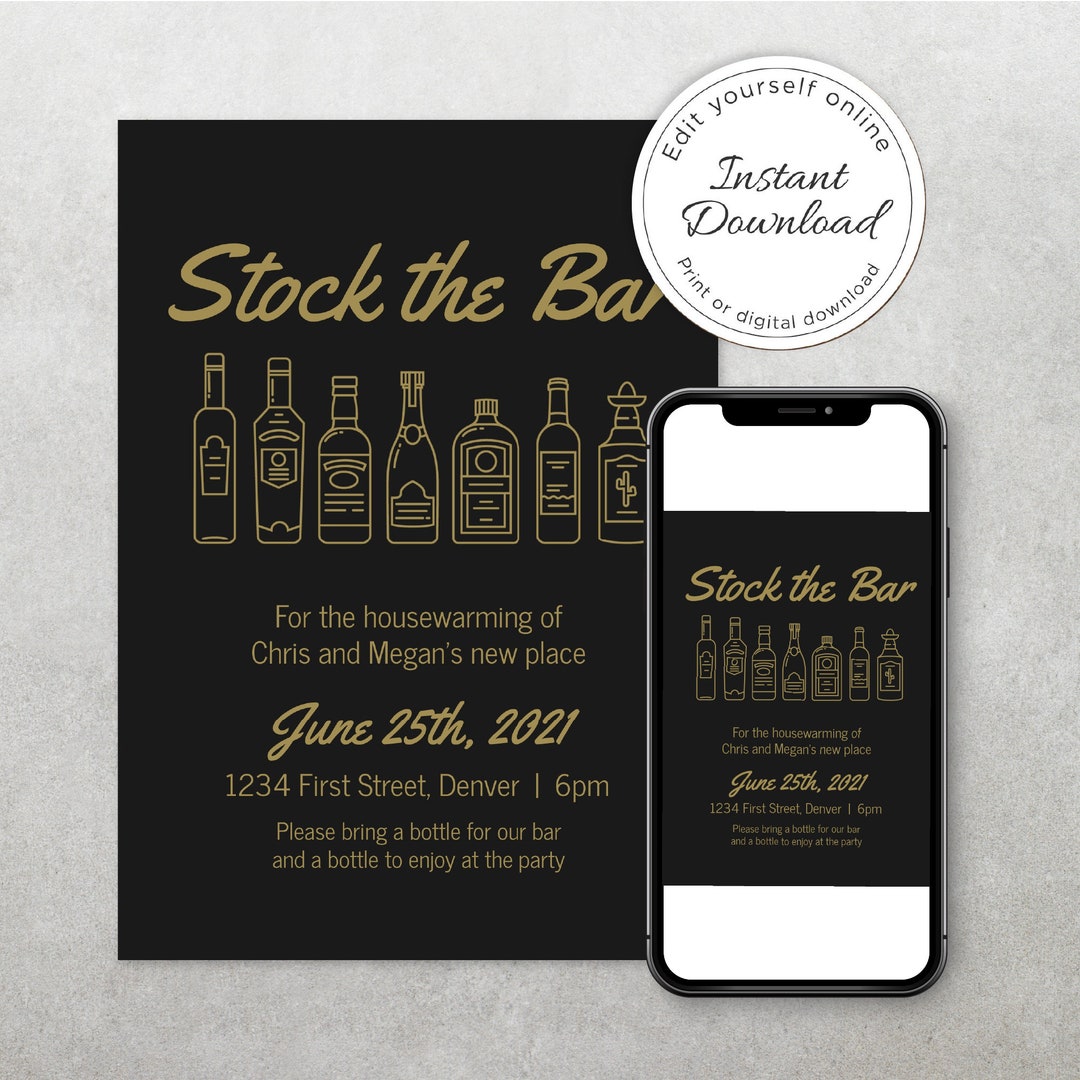 Editable and Customizable Stock the Bar Invitation Template - Edit ...
