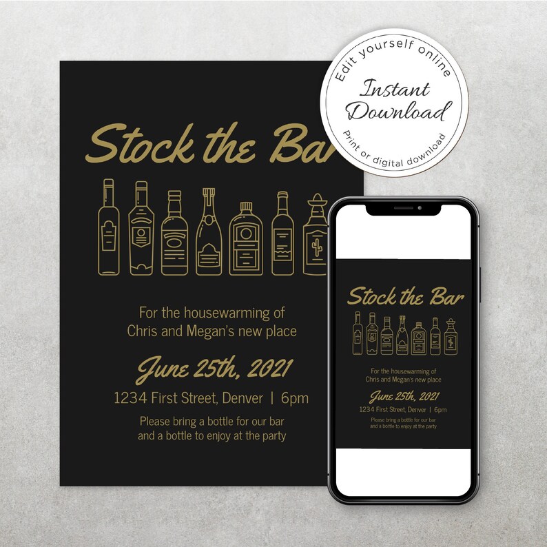 Editable and Customizable Stock the Bar Invitation Template Edit ...