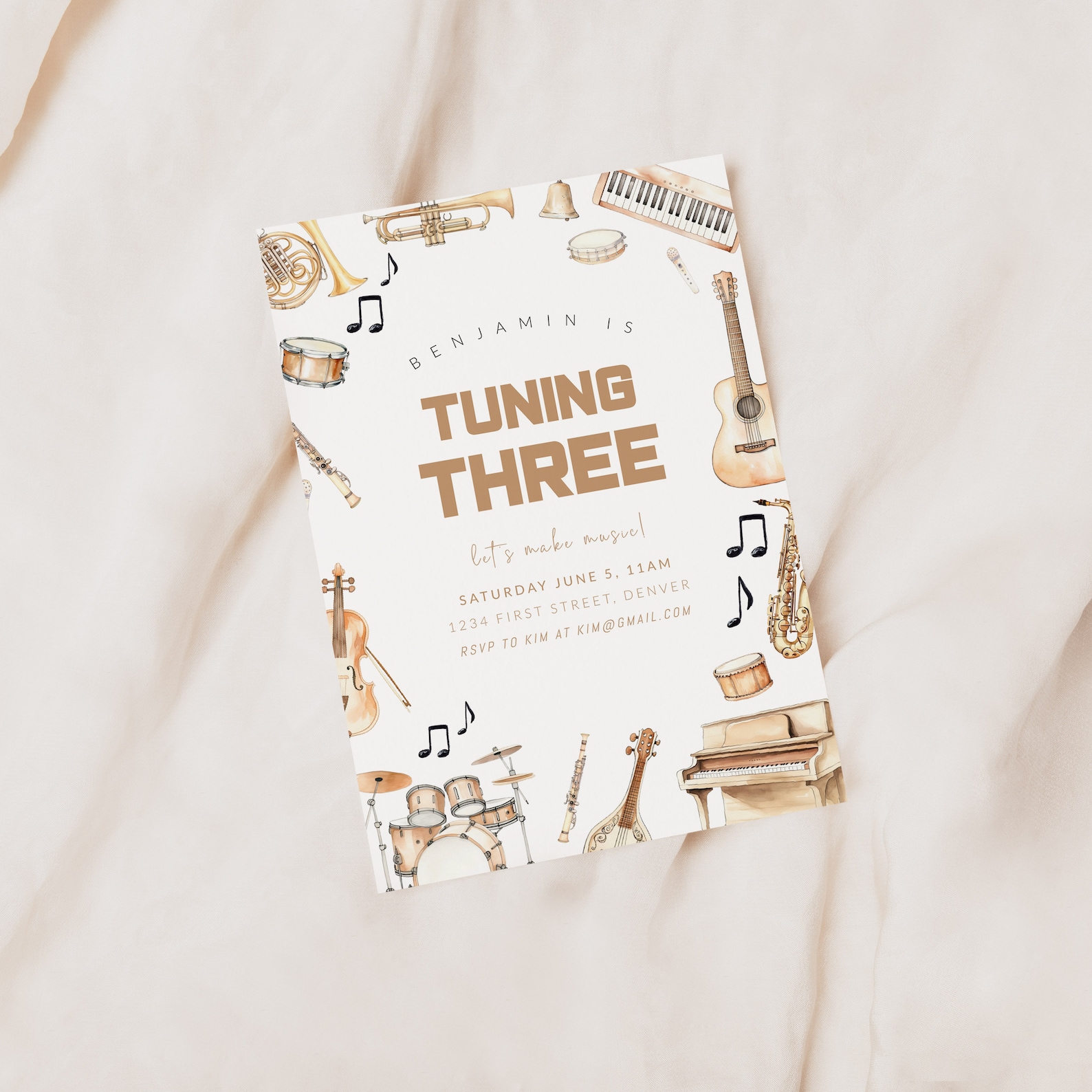 Music Instrument Theme Birthday Party Invitation Template Instant Edit ...