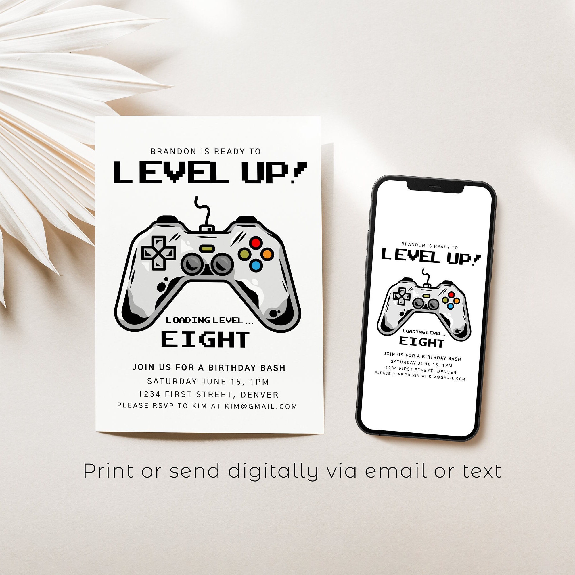 Level up Arcade/gaming Theme Birthday Party Invitation - Etsy