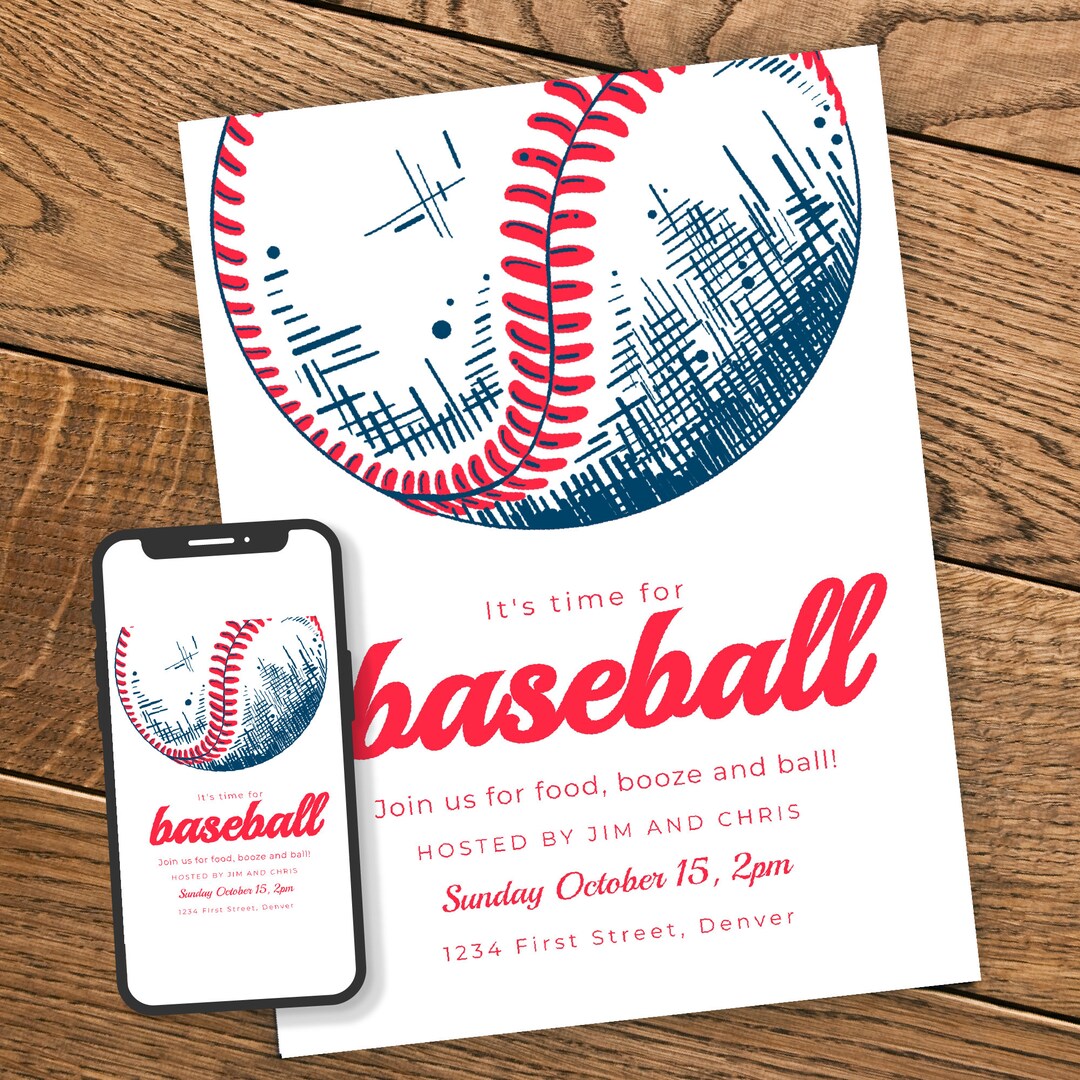 It's Time for Baseball - Baseball Watch Party Invitation Template With ...
