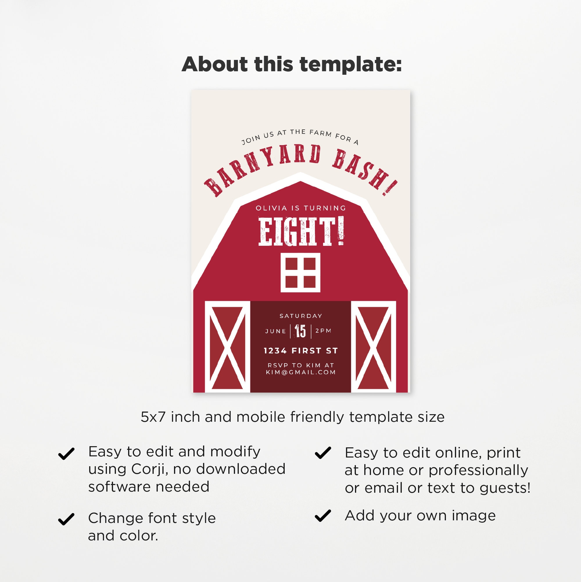 Barnyard Bash Farm/barn Theme Birthday Party Invitation Template Any ...