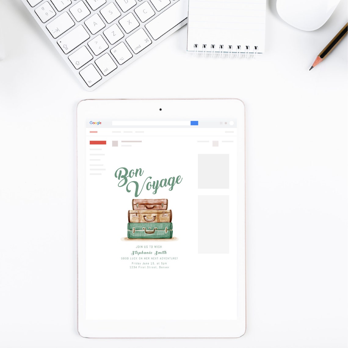 Bon Voyage Party Invitation Template Stack of Luggage | Etsy